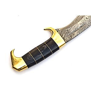 Skokie Knives Custom Hand Made Damascus Steel Hunting Knife Handle Black Pakka Wood with Brass Spacer