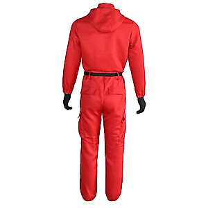 Men Red Jumpsuit Cosplay Costumes Red Suit Adult Outfit Halloween (Jumpsuit Suit, Large)