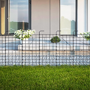 16 Pack Decorative Garden Fence Outdoor 24in x 11ft Coated Metal RustProof Landscape Wrought Iron Wire Border Folding Patio Fences Flower Bed Fencing Barrier Section Panels Decor Picket Edging