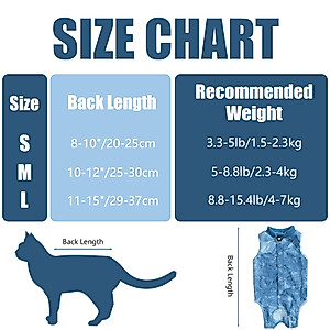Cat Recovery Suit for Male and Female Surgical Post Surgery Soft Cone Onesie Tie Dye Cats Shirt Clothes Neuter Licking Protective Diapers Outfit Cover Kitten Spay Collar Alternative(Navy Blue, L)