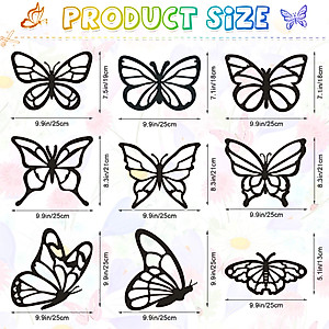 9 Pieces Spring Summer Suncatcher Kit, Butterfly Suncatchers Tissue Paper Butterfly Suncatchers Craft with 12 Colors Large Tissue Paper for Kid Art Craft DIY Window Art Party Favors