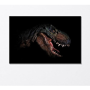 Dinosaur Head in the Dark Canvas Print 1 Panel / 36x24 inches