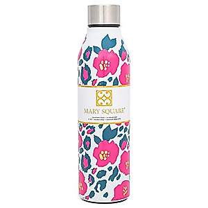 Mary Square Wild Posy Pink Spot 17 Ounce Stainless Steel Metal Sports Water Bottle