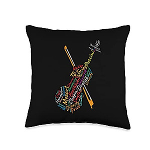 Classical Music Composers - Violin Player Gift! Classical Composers, Violin Player, Music Teacher Throw Pillow, 16x16, Multicolor