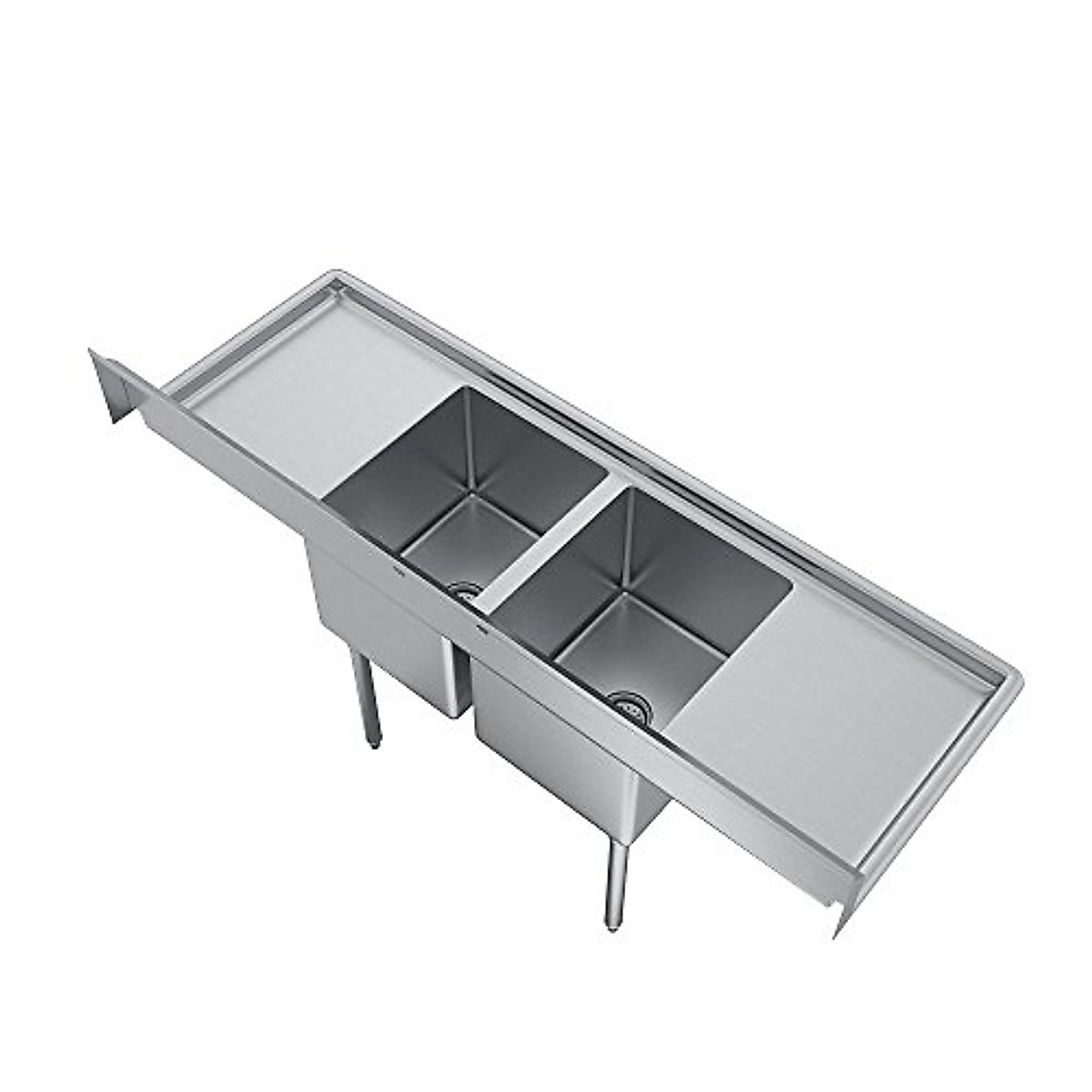 Elkay Dependabilt Stainless Steel 74" x 29-13/16" x 43-3/4" 16 Gauge Two Compartment Sink w/ 18" Left and Right Drainboards and Stainless Steel Legs