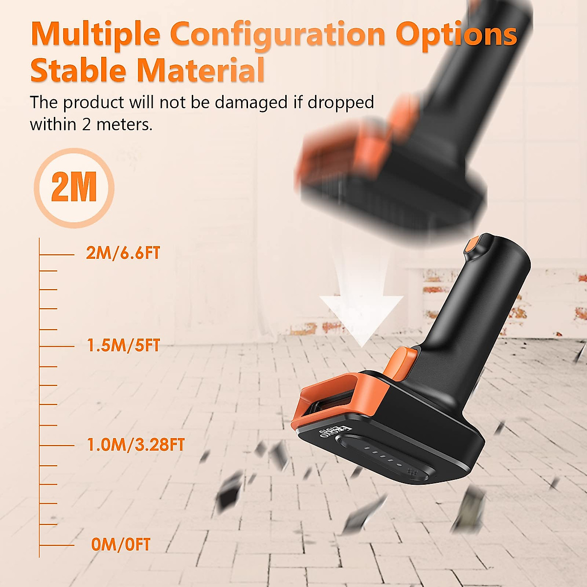 Eyoyo 2D QR Wireless Barcode Scanner, 3 in 1 Bluetooth & USB Wired & Wireless 1D 2D QR Barcode Reader, 2500mAh Cordless Bar Code Scanner for PC, iPhone, iPad, Tablets