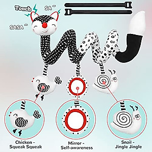 Car Seat Toys Baby Toys 0-3 Months Infant Toys Spiral Stroller Toys, Newborn Toys Black and White Baby Toys, High Contrast Baby Toys for Crib Mobile, Baby Toys Gift for 0 3 6 9 12 Months Girls Boys