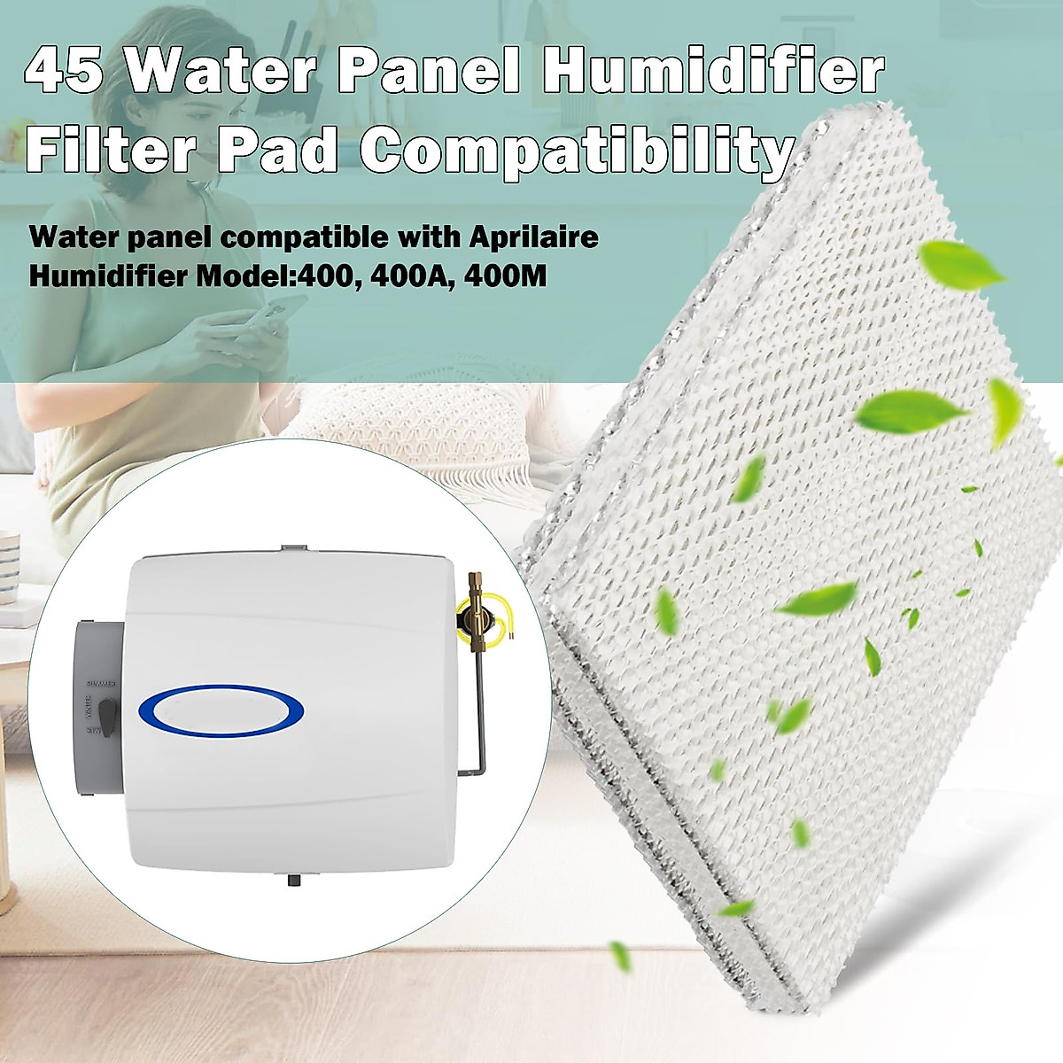 45 Water Panel Humidifier Filter Pad Replacement Compatible with Aprilaire Whole House Humidifier Models 400, 400A, 400M Humidifier Parts, Furnace Humidifier Filter Accessories -(2 Pack)