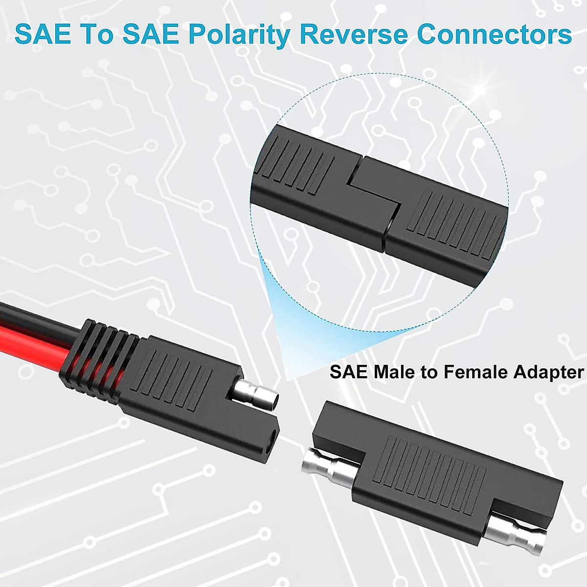 Cllena 2 Pin Power Industrial Circular LP-20 Connector to SAE Adapter Cable 10AWG Furion Solar Plug to SAE Connector for Solar Panel Suitcase Forrest River RV Ports