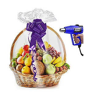 Purple Q Crafts Shrink Wrap 5 Pack Basket Bags for Gift Baskets Clear Cellophane PVC Shrink Bags 32"x 40"
