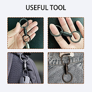 Autuveen Titanium Quick Release Keychain,Detachable Key Ring Quick Disconnect Keychain,Swivel Keychain Accessories for Bag,Purse,Belt(Black)