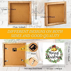 Farmhouse Home Decor Signs 3 Frames with 34 Interchangeable Holiday Seasonal Sayings Tiered Tray 6.7 x 6.7 Inch Fall Wall Decor Frames Sign for Living Room Wall, Table