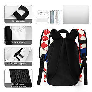 Florally Novelty Backpack Casual Anti-Theft Laptop Backpack Compatible with Croatian Grunge Flag, Lightweight Outdoor Shoulder Daypack Great Gift for Men Women