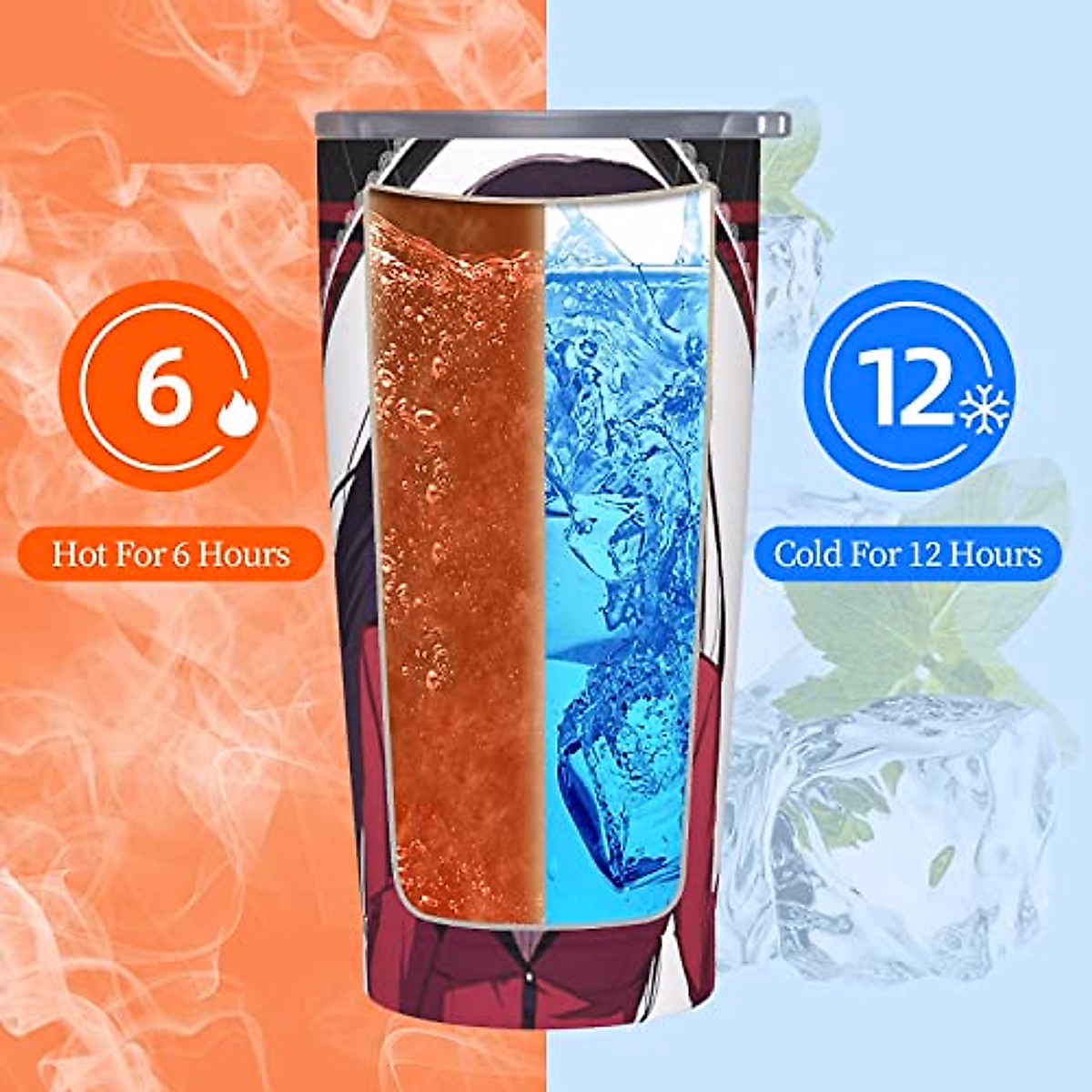 Kakegurui Jabami Yumeko Stainless steel insulation cup with straw cup lid double-layer vacuum insulation coffee cup can be placed in the car for office home