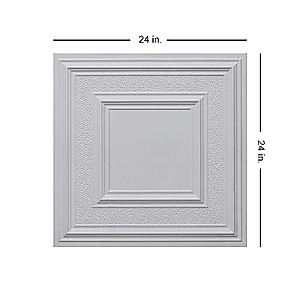 From Plain To Beautiful In Hours 349 Savannah PVC 2' x 2' Glue-up Ceiling Tile (Covers / 40 sq.ft), White Matte, 10 Piece