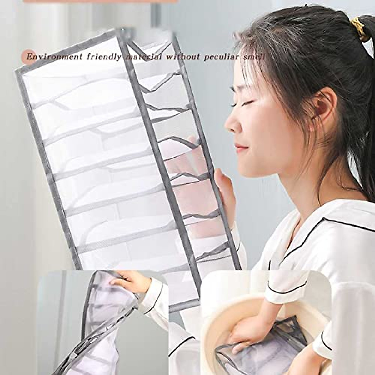 QRTU Washable Wardrobe Clothes Organizer, Jeans Compartment Storage Box,Foldable, Easy To Clean,Save Space Closet ?Drawer Organizer ,for Legging T-Shirt Underwear Socks. (Bra storage box)