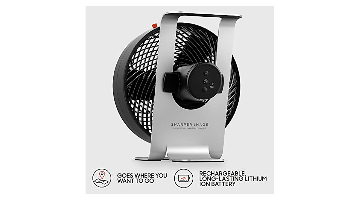Sharper Image GO 9 Rechargeable Portable Fan | Quiet, Long Battery Life
