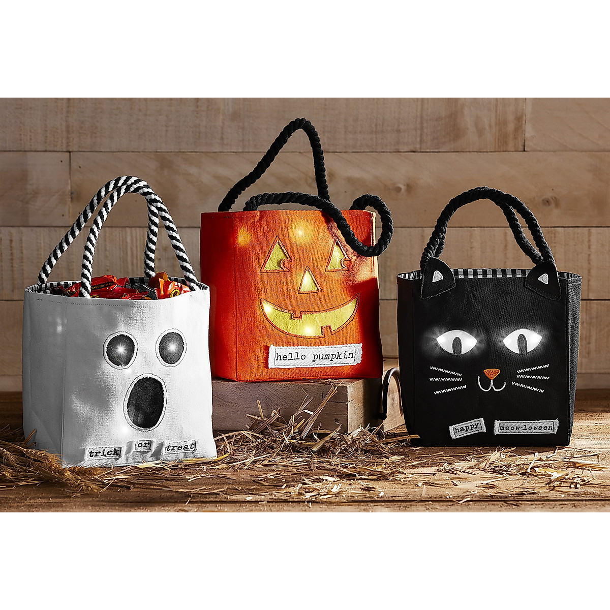 Mud Pie Children's Halloween LED Light Up Treat-or-Treat Candy Bag, Cat