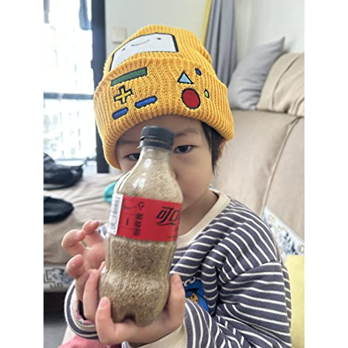 Wellcalmly Anime Beanie Unisex Knitted Hats, Cute Slouchy Warm Cap, Cartoon Winter Soft Headwear Hat for Men Women (Yellow)