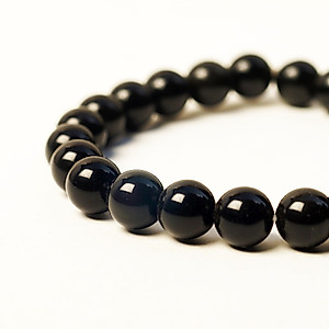 Ultimate Protection Bracelet - Handmade Natural Black Obsidian Bracelet - Gemstone 8mm Round Beads Natural Stone Yoga Bracelet - Boho Stone Stretch Bracelet