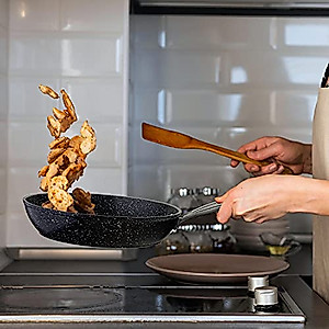 JEETEE Kitchen Pots and Pans Set Nonstick Granite Cookware Set Pans for Cooking w/Frying Pan, Saucepan, Cooking Pot, Oven Safe(Black, 15pcs Cookware Set)