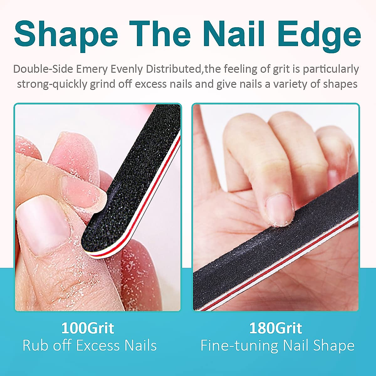 Nail File and Polishing Buffer Block Set,2pcs 4 Way Nail Buffing,Polish Nail Surface Shine Nail,Remove ridegs & 10pcs Double Sided 100/180 Grit Nail File Emery Board Filer,Nail Care Tools