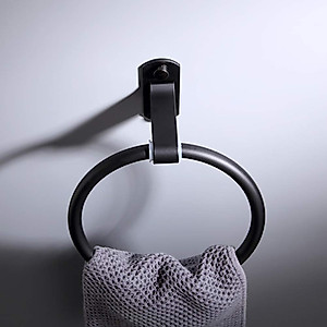 Treasures Towel Holder,Black Space Aluminum Wall Mounted Round Towel Ring Kitchen and Bathroom Hardware Pendant,Towel Hanger for Bathroom Organizer, Kitchen Storage