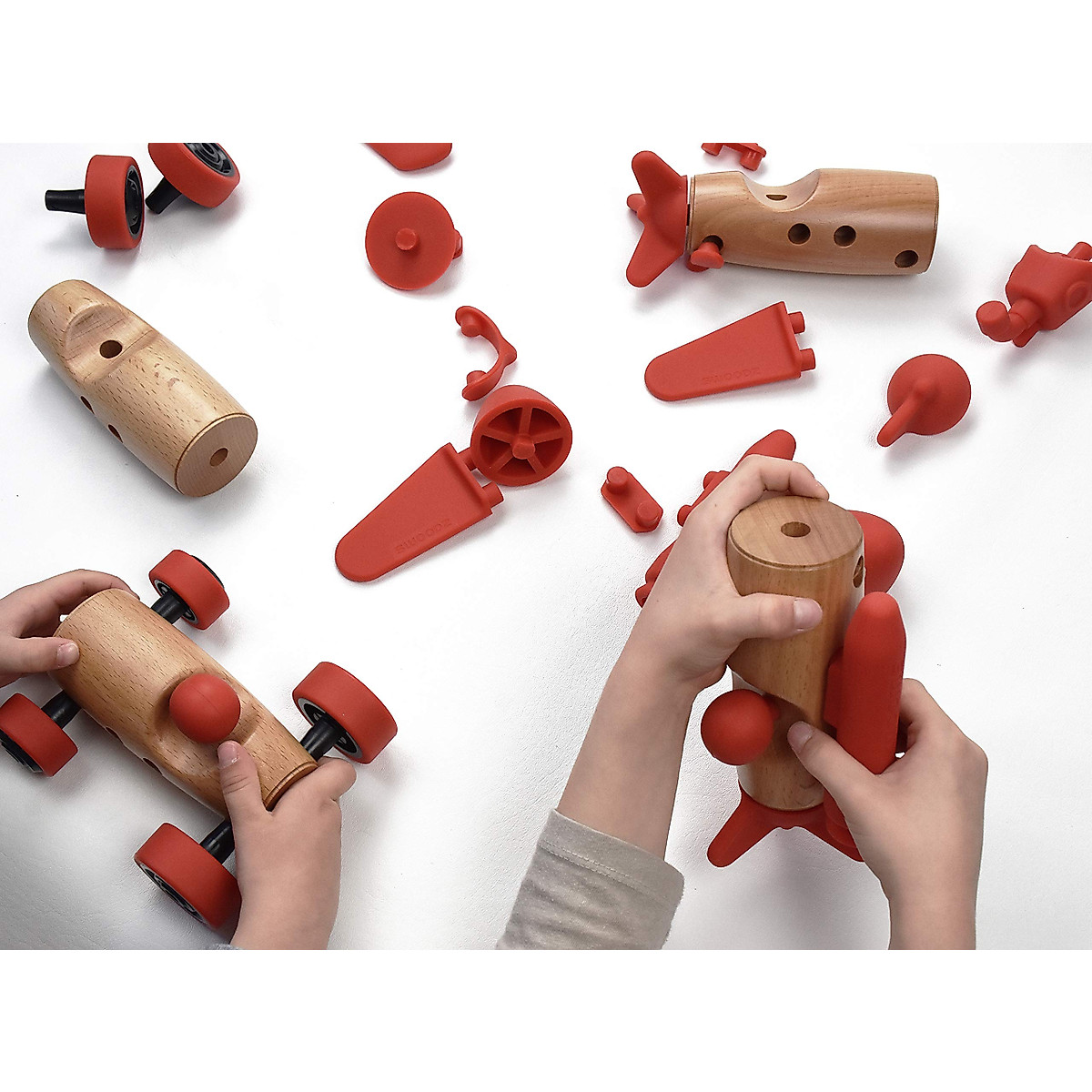 SWOODZ Wooden Toy Vehicles Play Set, Take Apart Car, Plane and Rocket Kit, Assembly Wooden Toys, STEM Learning Gifts for 3 4 5 6 Year Olds, Kids, Toddlers, Boys, Girls, Children