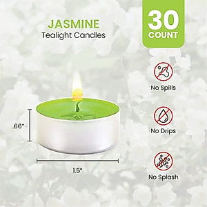 Jasmine Candle Scented Candles Tea Lights Candles - Jasmine Candle - 30 Pack - Jasmine Candle Tea Lights with 3-4 Hour Burn Time Tea Candles - Jasmine Scented Candle for Home, Holiday and Wedding