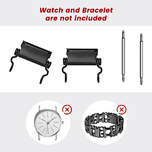 Ozzagar Watch Adapter Compatible with LEATHERMAN TREAD Multitool Bracelet Compatible with 20 mm Lug Width Watch, Made of Precision Machined Stainless Steel (20mm, Black)