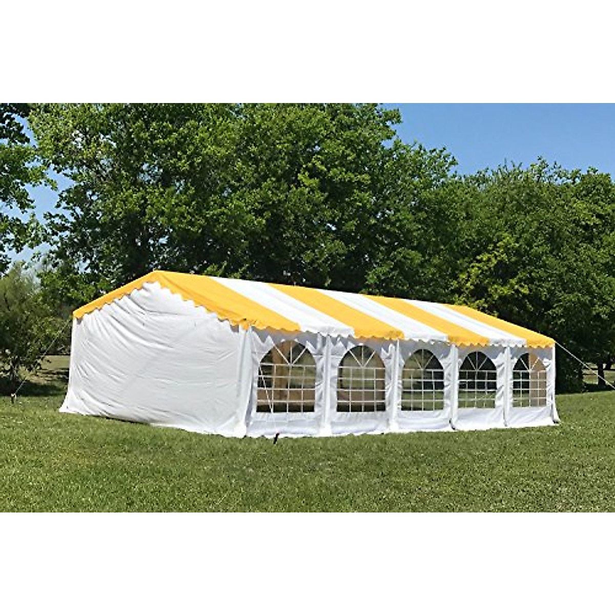 DELTA Canopies 32'x16' Budget PVC Wedding Party Tent,Easy Setup Outdoor Event Canopy,Backyard Garden Shelter Gazebo,with Waterproof Top,Galvanized Steel Frame,Commercial/Residential Use,Yellow White