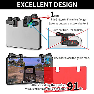 【1 Pair】 IFYOO Z108 Mobile Gaming Controller Compatible with PUBG Mobile/Fortnitee Mobile/Call of Duty Mobile, Sensitive Shoot and Aim Trigger L1R1 Compatible with Android & iPhone