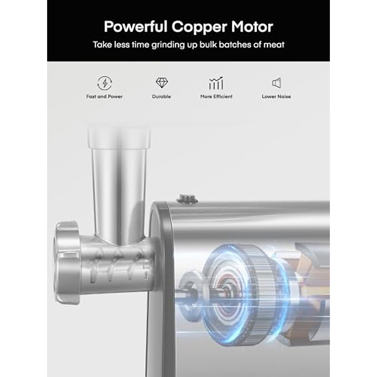 Electric Meat Grinder, 2600W Max Meat Grinders for Home Use, HOUSNAT 3 in 1 Heavy Duty Meat Mincer with 2 Blades and 3 Plates, Sausage Stuffer Tube & Kubbe Kit, Stainless Steel