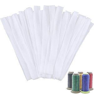 GORGECRAFT 100Pcs Sewing Thread Net Cosmetic Brush Protective Nets Mesh Spool Saver Huggers for Different Sizes of Sewing Quilting Winding Embroidery Machines White 7.68x0.79inch