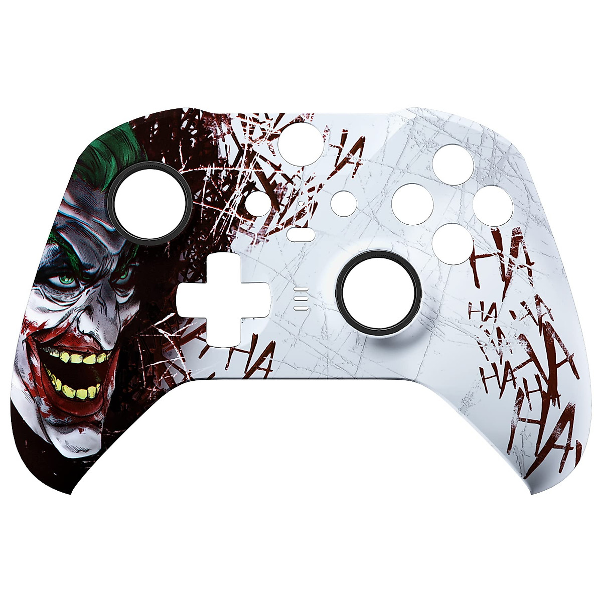 eXtremeRate Clown Hahaha Replacement Faceplate Cover for Xbox One Elite Controller Series 2 (Model 1797), Soft Touch Front Housing Shell Case & Accent Rings for Xbox Elite Series 2 Core Controller