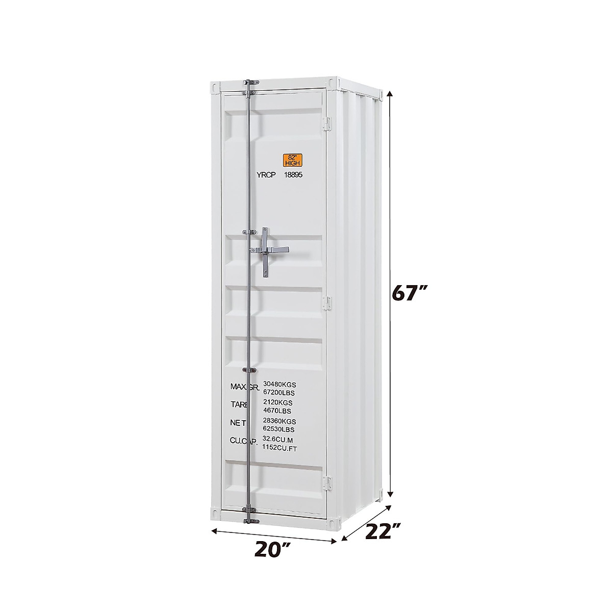 Acme Cargo Wardrobe Metal Armoire with 1 Door in White