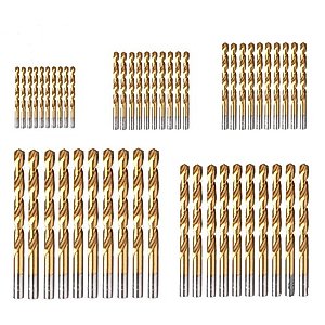 50PCS, 1/16", 5/64", 3/32", 7/64", 1/8", 10pcs for Each,Titanium Twist Drill Bits