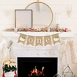 Gankbite White Pumpkin One Banner Fall 1st Birthday Decoration Cake Smash Photo Prop Little Pumpkin Autumn Party Supplies