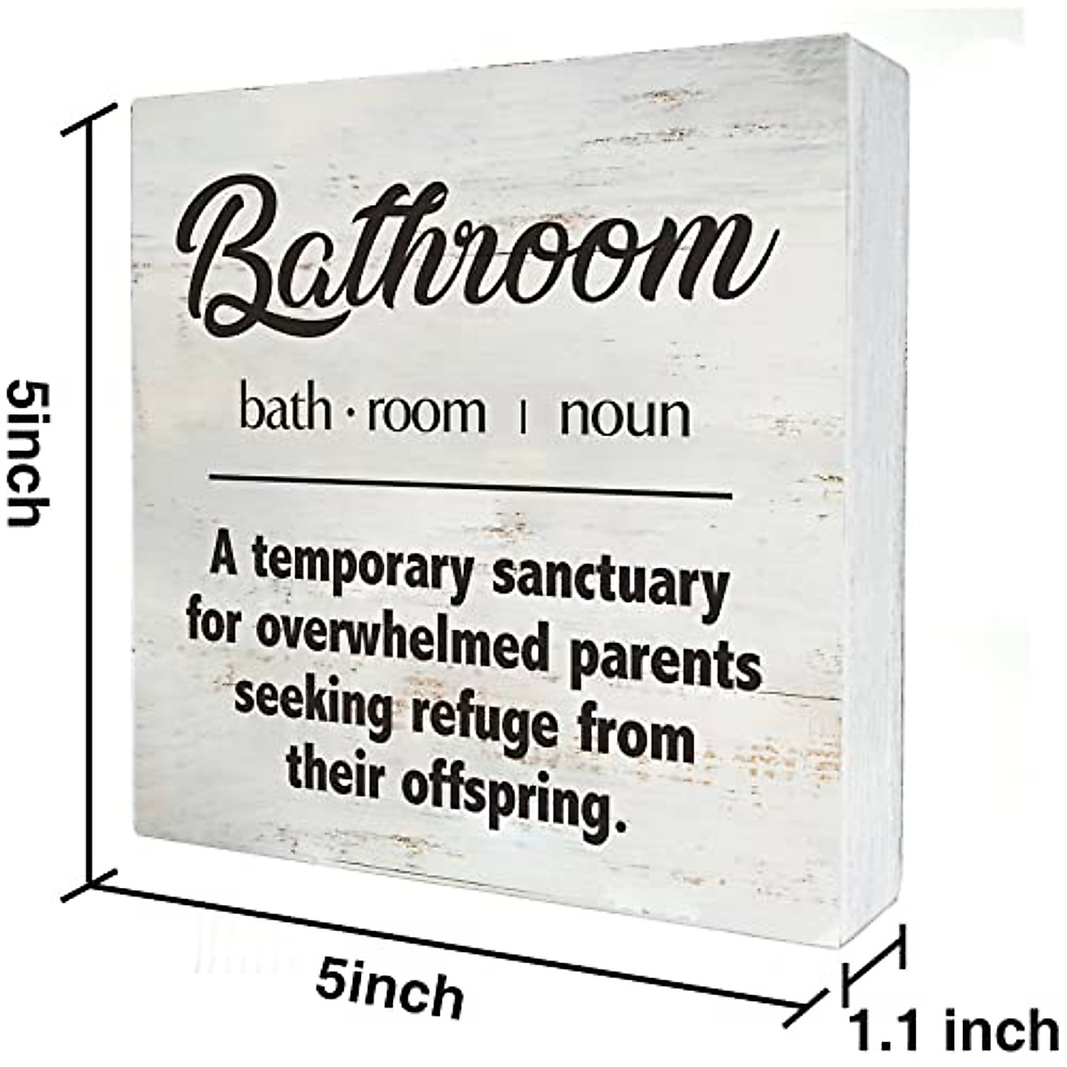 Bathroom Definition Wood Box Sign Rusitc Wooden Box Sign Farmhouse Bathroom Restroom Toilet Desk Shelf Decor (5 X 5 Inch)