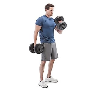 Marcy 40 Pound Vinyl Dumbbell Set with Adjustable Weights for Weightlifting and Bodybuilding, Sold in Pair, 20 lb for Each VB-40