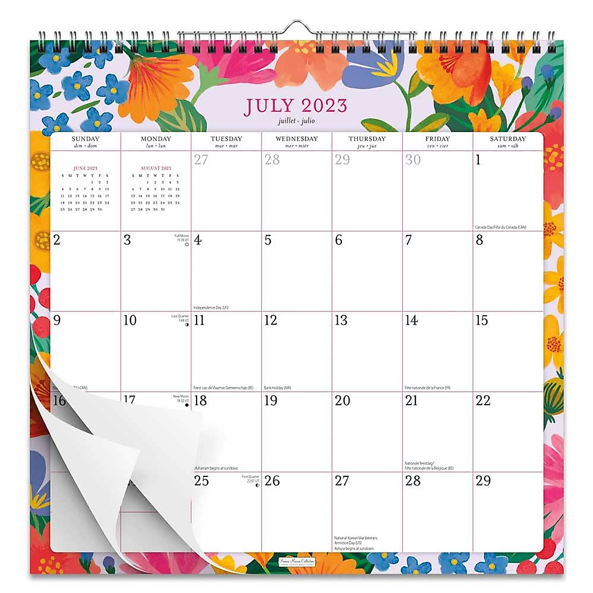 Bonnie Marcus | 2024 12 x 12 Inch 18 Months Monthly Square Wire-O Calendar | Sticker Sheet | July 2023 - December 2024 | Plato | Fashion Designer Stationery
