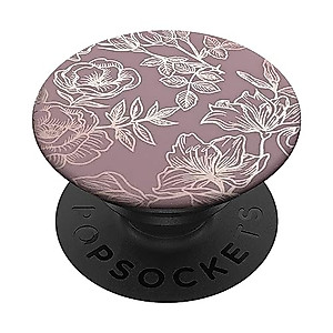 Dusty Rose Pink Floral Purple Pattern Phone Popper PopSockets Standard PopGrip