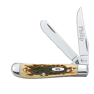 Case Personalized Amber Bone Mini Trapper Pocket Knife - Free Laser Engraving
