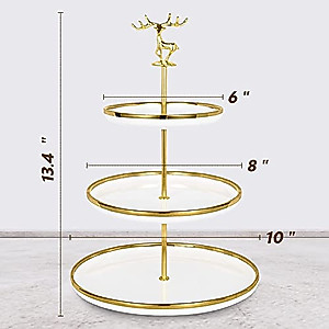 3 Tier Porcelain Cake Stand，Afternoon Tea Stand，3 Tier Cupcake Stand for Party，Dessert Table Display Set，Cupcake Stand for 24 Cupcakes，Tiered Tray Stand，Three Tier Dessert Stand
