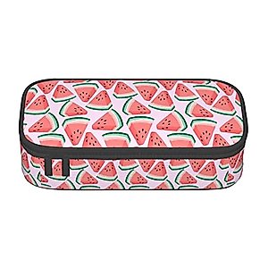 Pink Watermelon Cute Pencil Case Organizer with Compartments for adults Large Capacity Pen Bag Double Zippers Multifunction Makeup Bag