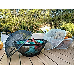 Mesh Wire Fruit Basket with Lid for Vegetables, Restaurant Kitchen Produce Containers Φ10.7" 2 Colors (White + Black) Total 2 Pack