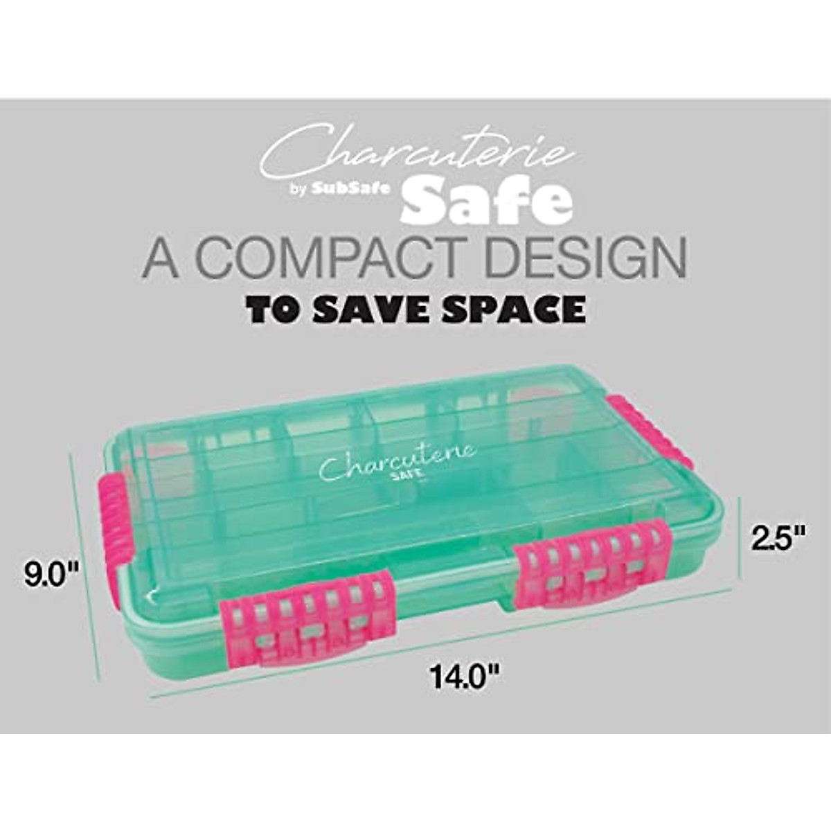 SubSafe Charcuterie Safe - Waterproof Tackle Box Container Keeps Snacks Fresh & Dry On the Go - Fill With Cured Meats, Cheese, Nuts -Perfect for the Boat, Beach, Parties, Picnics, Tailgating & More