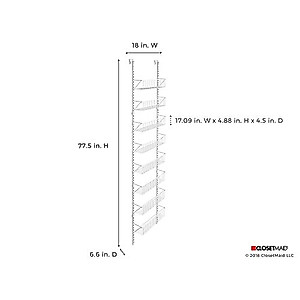 ClosetMaid 97535 Adjustable Wall & Door 8-Tier Basket Organizer, 18", , White