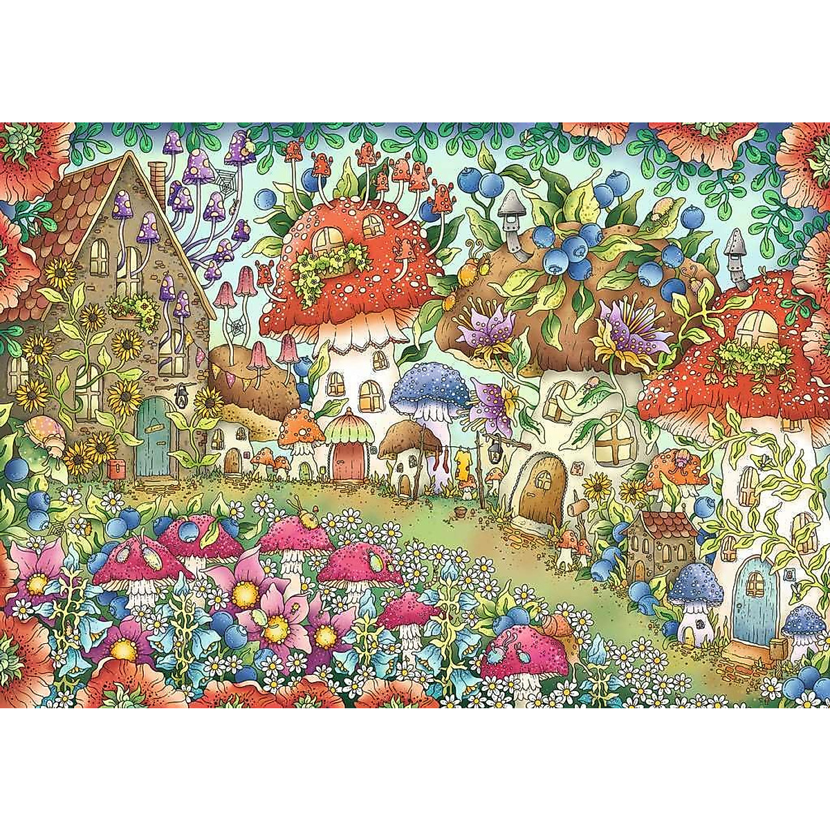 Ravensburger Floral Mushroom Houses 1000 Piece Jigsaw Puzzle for Adults & Kids Age 12 Years Up