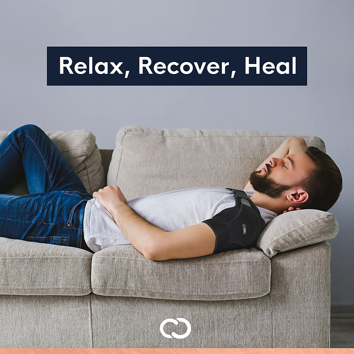 Copper Compression Recovery Shoulder Brace - Immobilizer for Torn Rotator Cuff, AC Joint Pain Relief, Dislocation, Arm Stability, Injuries, Tears - Adjustable Fits Men, Women - Black - One Size